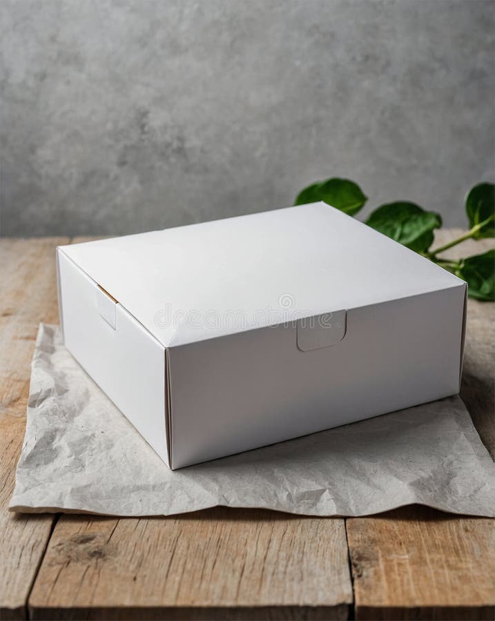 White Blank Food Box Mockup for Product Brand on Wooden Surface in ...