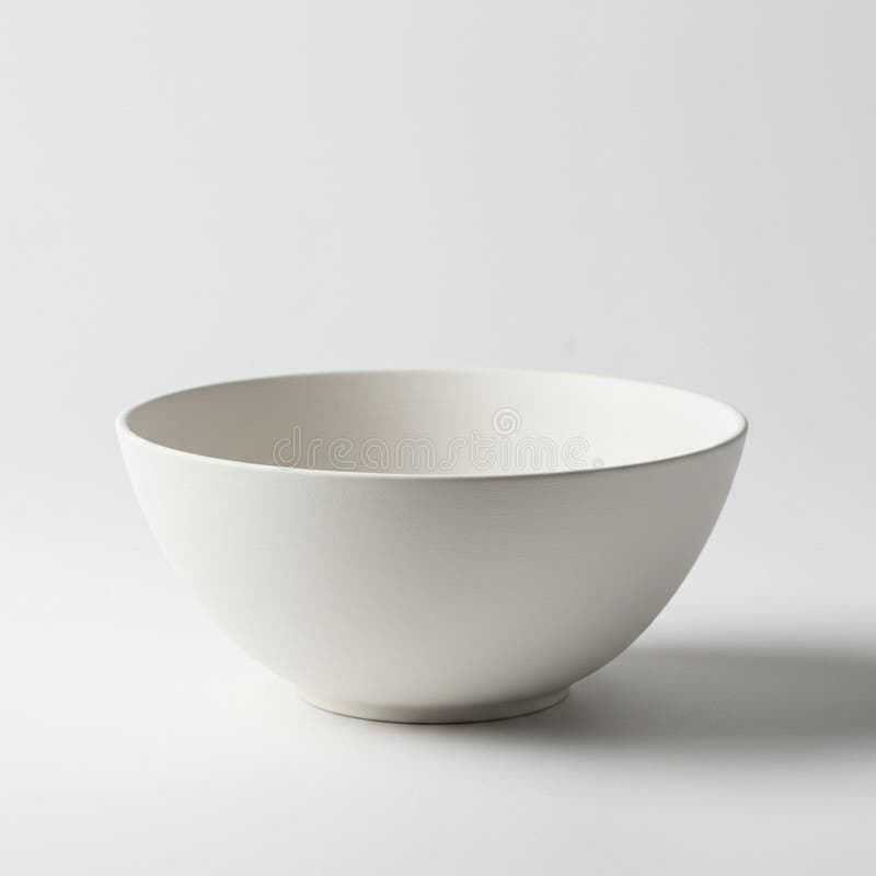 Simple White Ceramic Bowl with a Smooth Texture, Rounded Shape, and ...