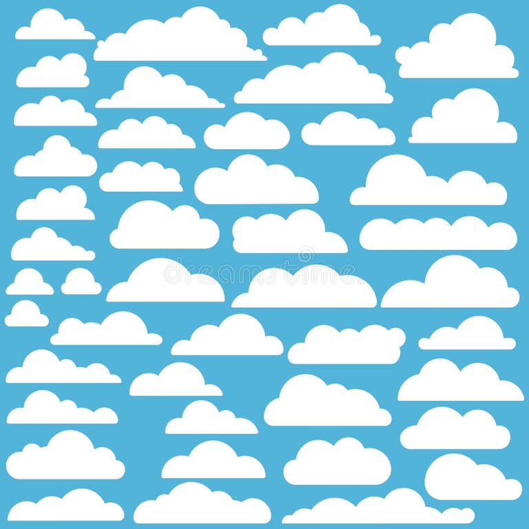 Simple White Clouds Pattern on Blue Background in Flat Style. Vector Illustration Stock Vector ...