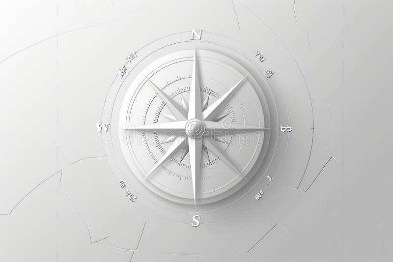 A Simple White Compass with Clear Lines Against a Grey Background ...