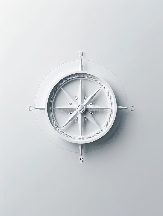 A Simple, White Compass on a Plain White Background. the Compass ...