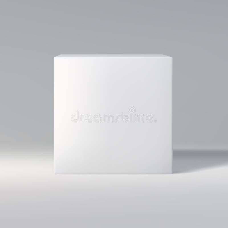 Simple White Cube in Front View on a Gray Gradient Background, C Stock ...