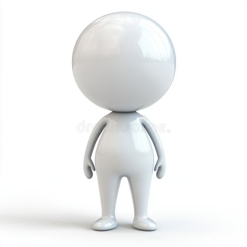 Simple White 3D Cartoon Character Standing Stock Illustration ...
