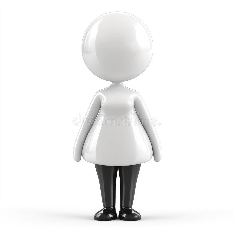 Simple White 3D Female Character Model, Standing Pose. Stock ...