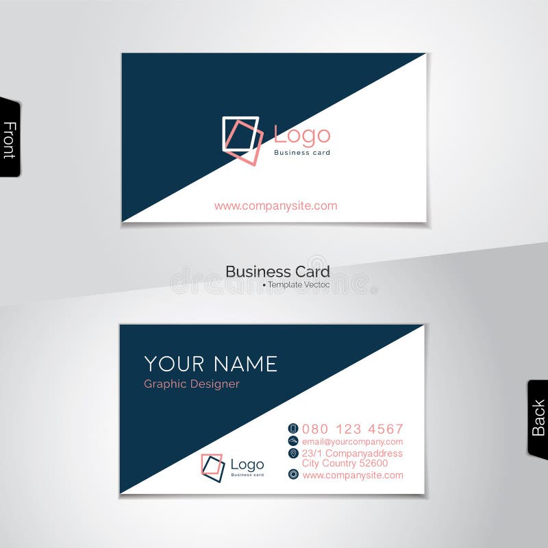 Simple White and Dark Blue Business Card Stock Vector - Illustration of ...