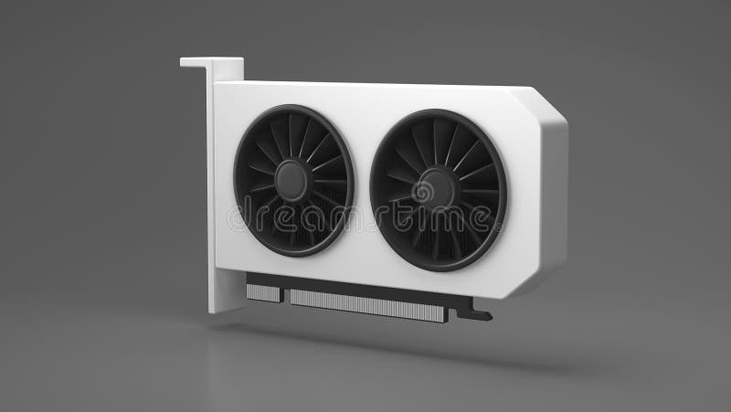 Simple White Dual Fan Graphics Card GPU on Gray Studio Background ...