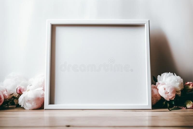Simple White Empty Picture Frame Mockup. Generative AI Stock ...