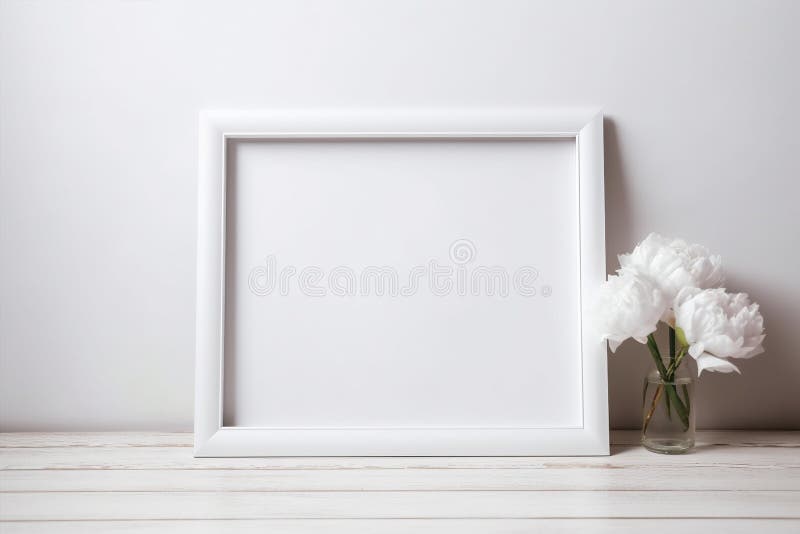 Simple White Empty Picture Frame Mockup. Generative AI Stock ...