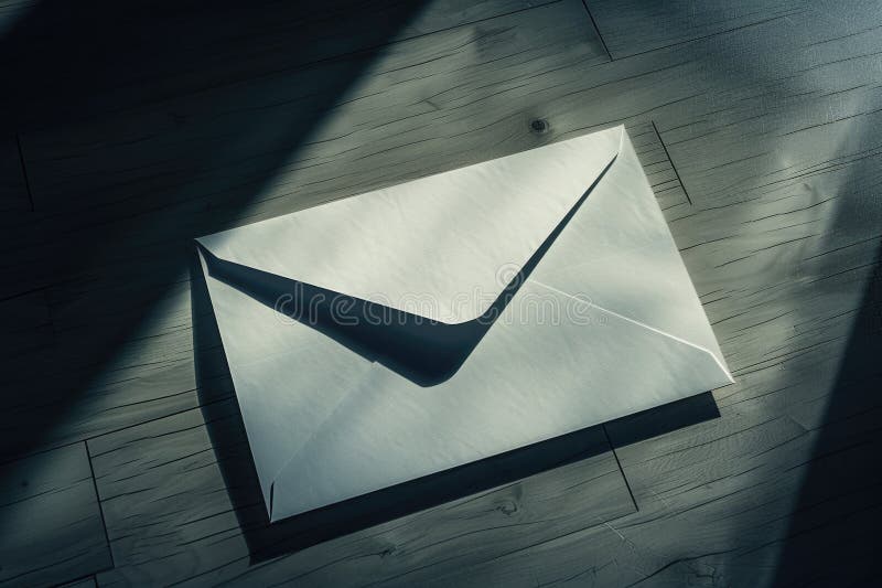 A Simple White Envelope Placed on a Wooden Floor, Ready for Use Stock ...
