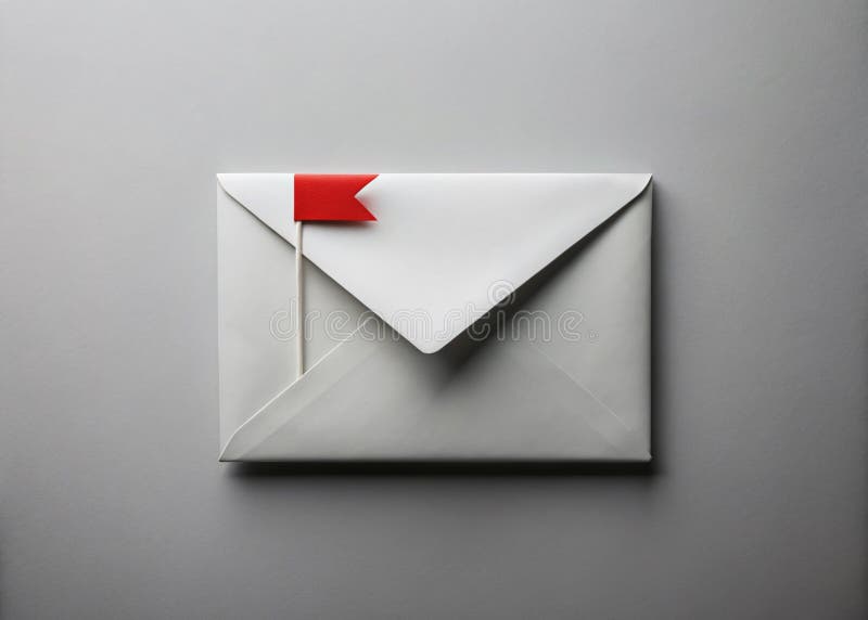 Simple White Envelope with Red Flag a Minimalist Representation of an ...