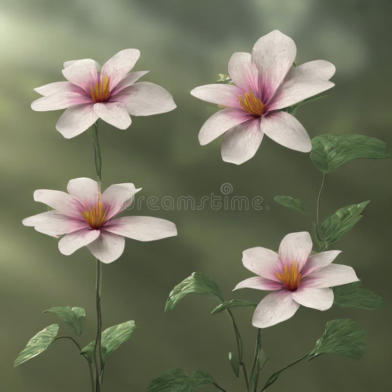 Simple White Flowers on a Blurred Background, Ai Generated, Generative ...
