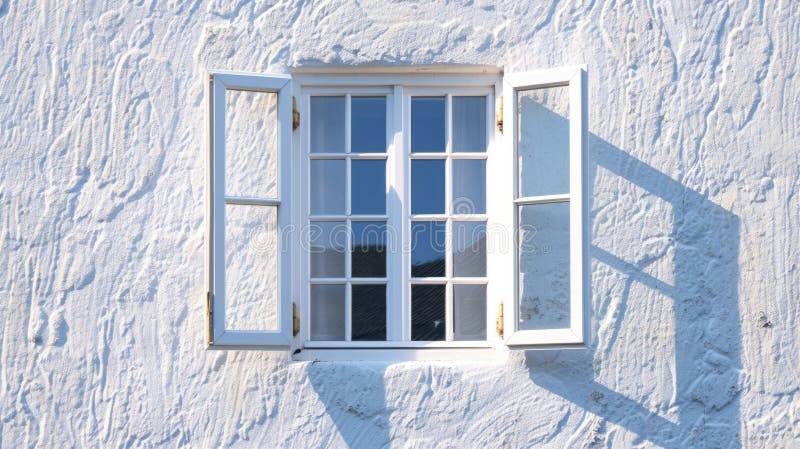 A Simple White Frame Window Against a White Wall. Suitable for Interior ...