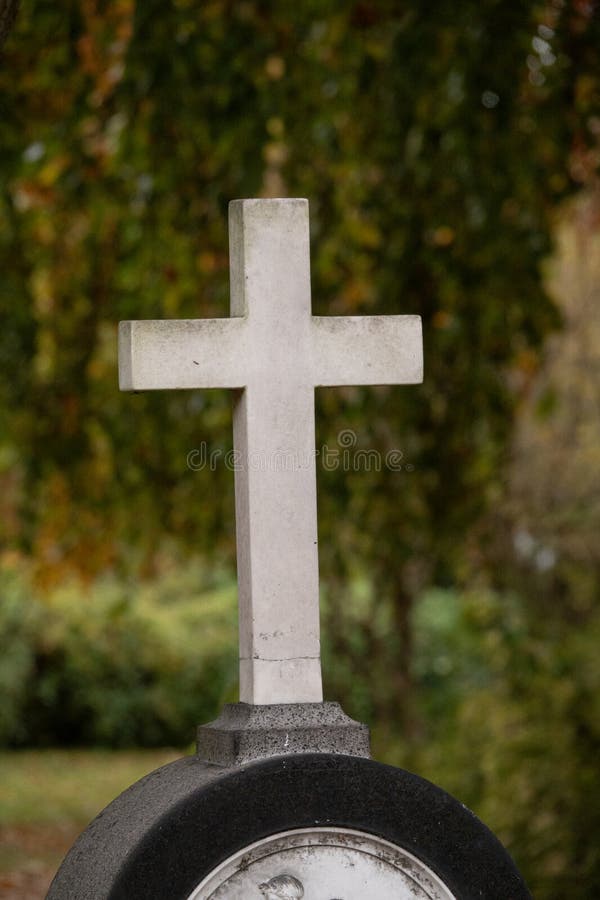 Christian Stone Cross in a Cemetery Stock Image - Image of stone, peace ...
