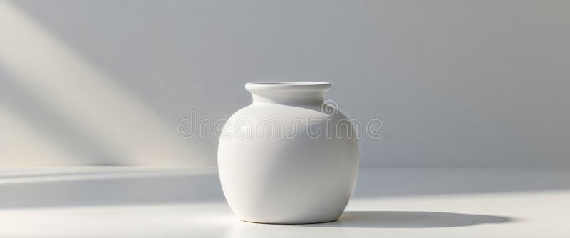 A Simple White Jar Sitting on a Brightly Lit Surface Stock Photo ...