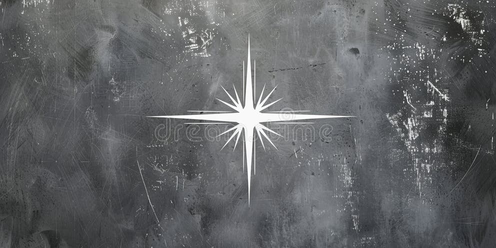 A Simple White Line Drawing on a Silver Background of a Star with Sharp ...