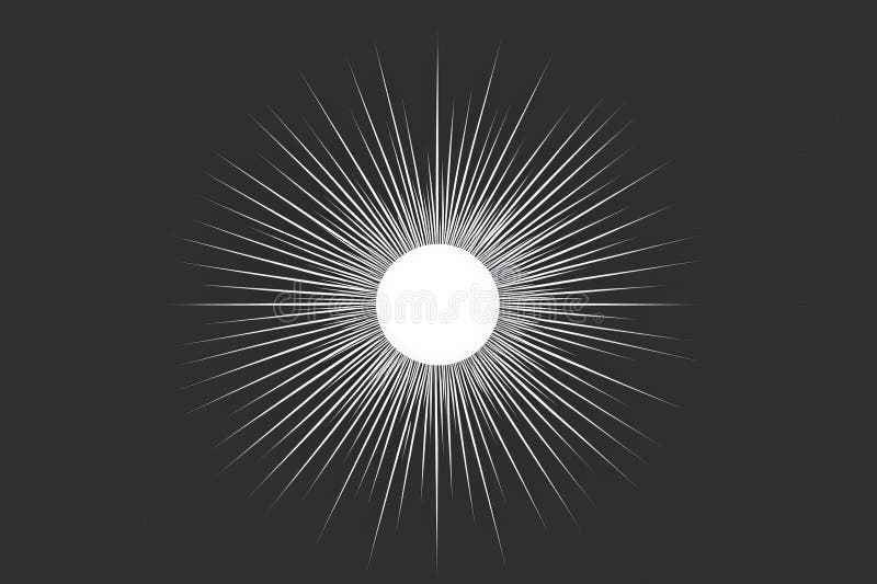 A Simple White Line Drawing of a Sun with Rays Extending Outward ...