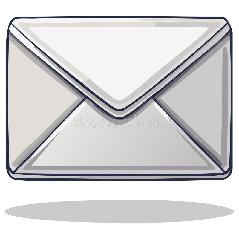 Simple White Mail Envelope Hand Drawn Illustration Icon Floating for ...
