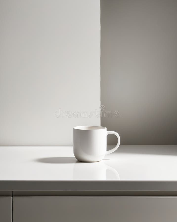 Simple White Mug on Modern Kitchen Counter. Stock Photo - Image of ...