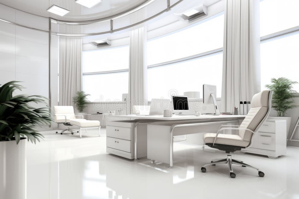 A Simple White Office Setup. Suitable for Business Concepts Stock Photo ...