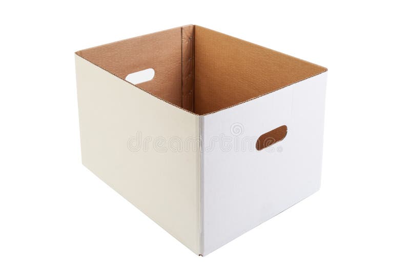 Simple White, Open and Empty Carton Box, Isolated on White Stock Image ...