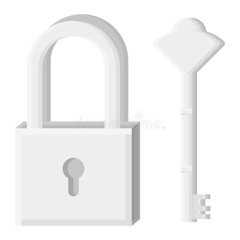 Simple White Padlock and Key Design Stock Vector - Illustration of ...