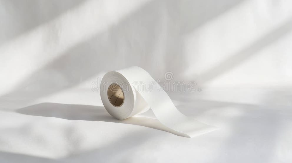 Simple White Paper Roll on Light Background with Soft Shadows Stock ...
