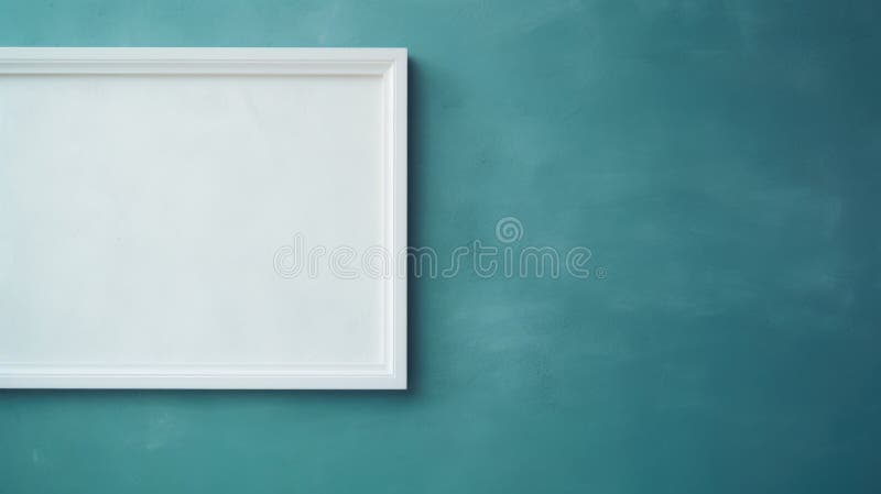 Simple White Picture Frame Hanging on a Blue Wall. Suitable for ...