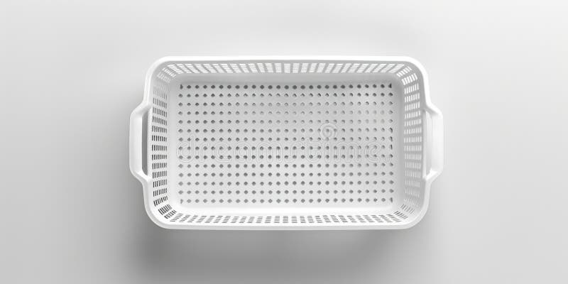 A Simple White Plastic Basket with Multiple Holes, Suitable for Storage ...