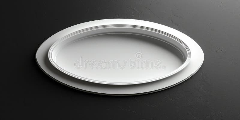 Simple White Plate on Black Table, Versatile for Various Concepts Stock ...