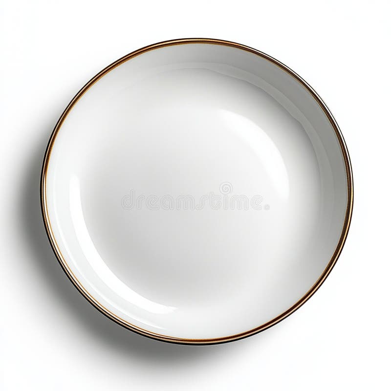A Simple White Plate with a Gold Rim, Ready for Serving Meals Stock ...