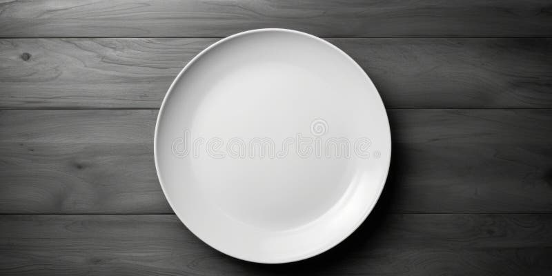 A Simple White Plate on a Rustic Wooden Table. Perfect for Food and ...