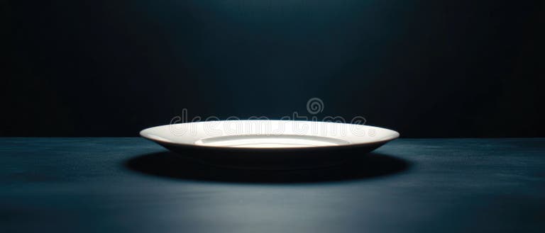 A Simple White Plate Sits Atop a Table, Ready for Use Stock Image ...