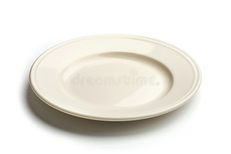 A Simple White Plate Sits on a Table, Ready for Use Stock Photo - Image ...