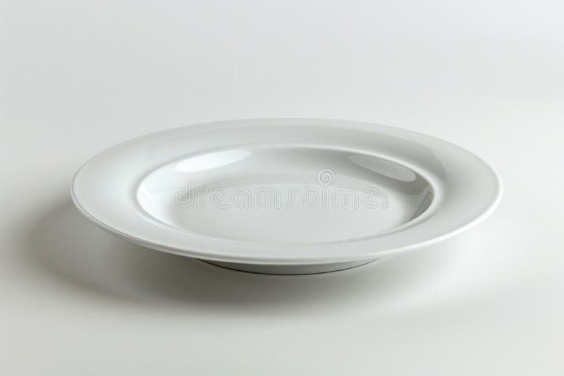 Simple White Plate on Table, Suitable for Food or Kitchen Themes Stock ...