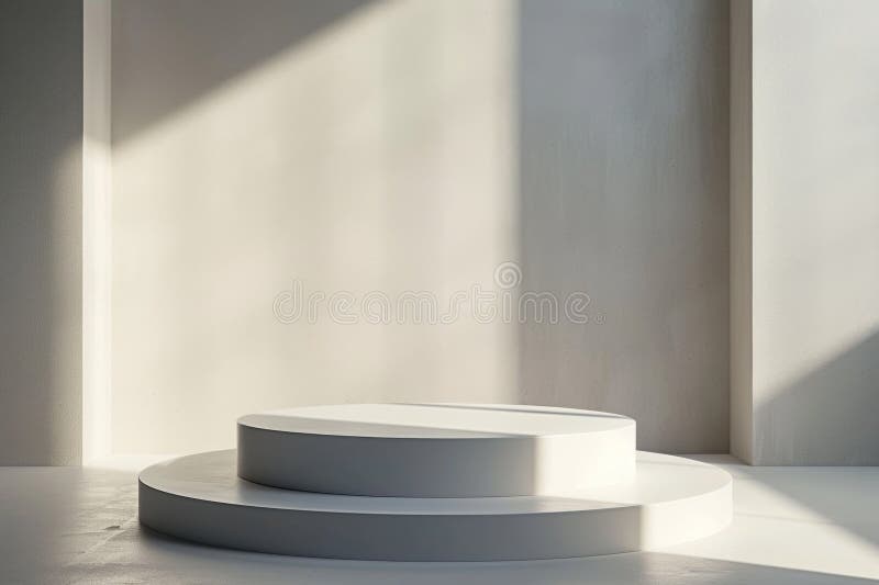 A Simple White Platform Sits in a White Room, Illuminated by Natural ...