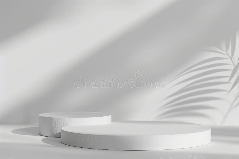 A Simple White Platform with Two Circular Tiers, Illuminated by ...