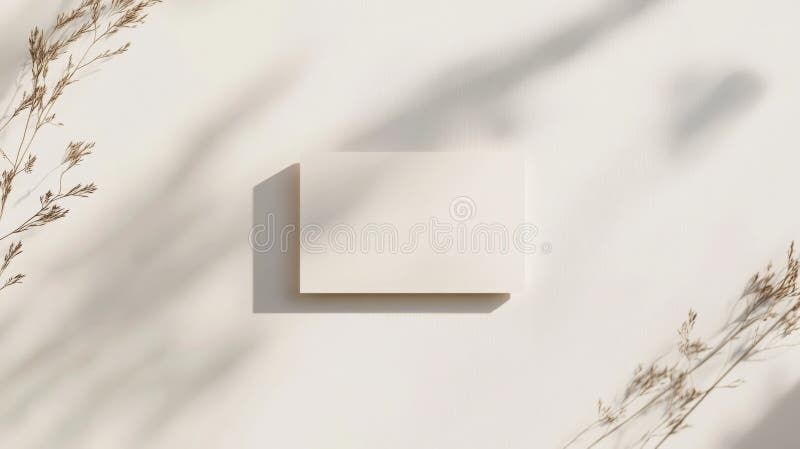 Simple White Rectangular Object on a Textured Background with Subtle Plant Shadows Stock Image ...