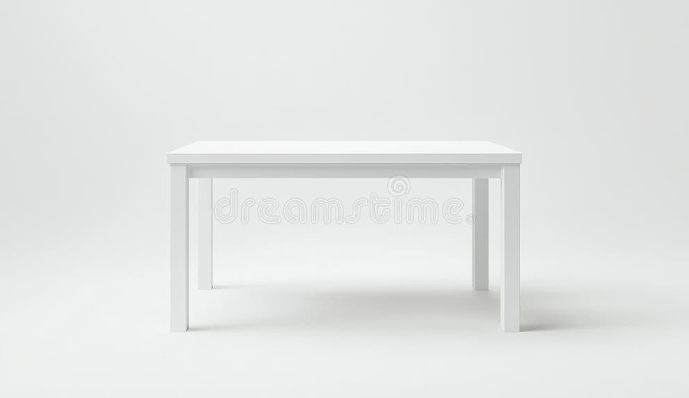 Simple White Rectangular Table on Plain White Background Stock Illustration - Illustration of ...