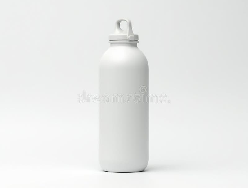 Simple White Reusable Bottle Standing Upright on Clean Background with ...