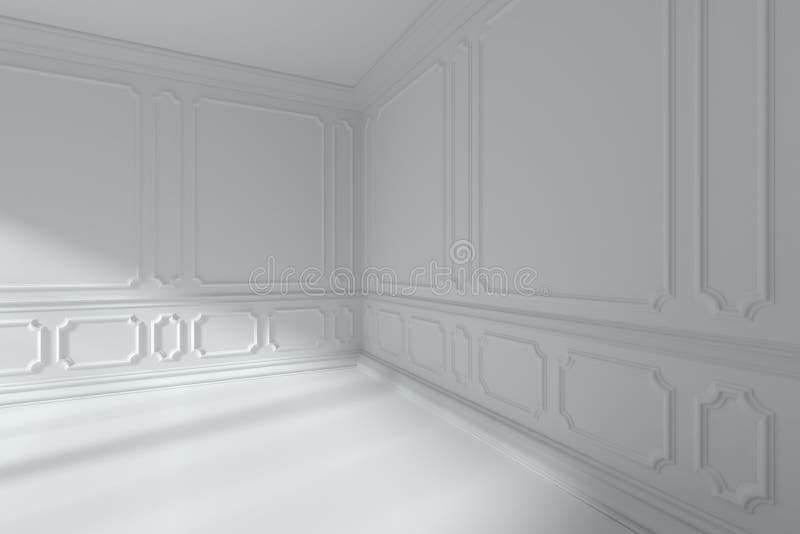 White Room Angle with Classic Style Decor on Walls Stock Illustration ...