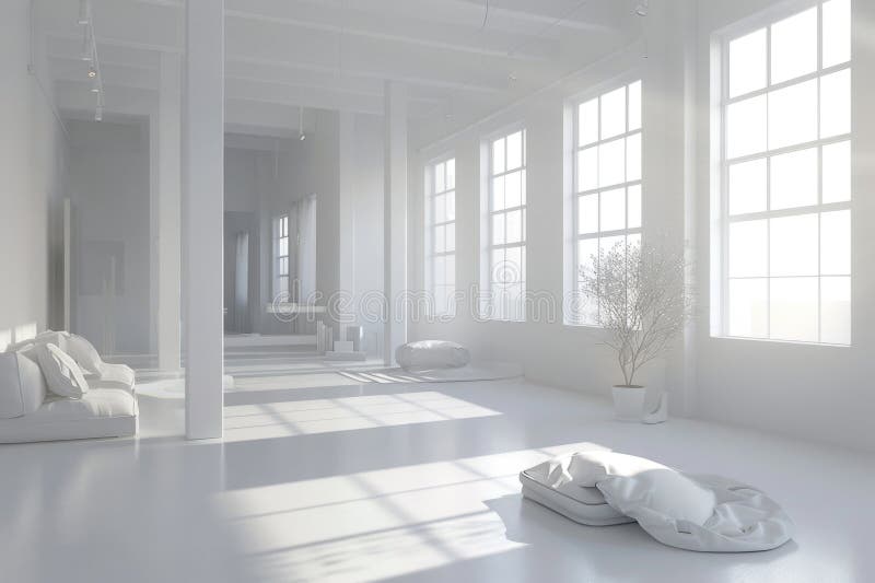 A Simple White Room with a Comfortable Couch and Colorful Pillows ...