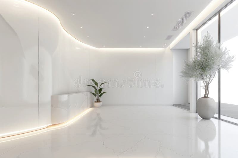 A Simple White Room with a Plant in a Vase. Suitable for Interior ...