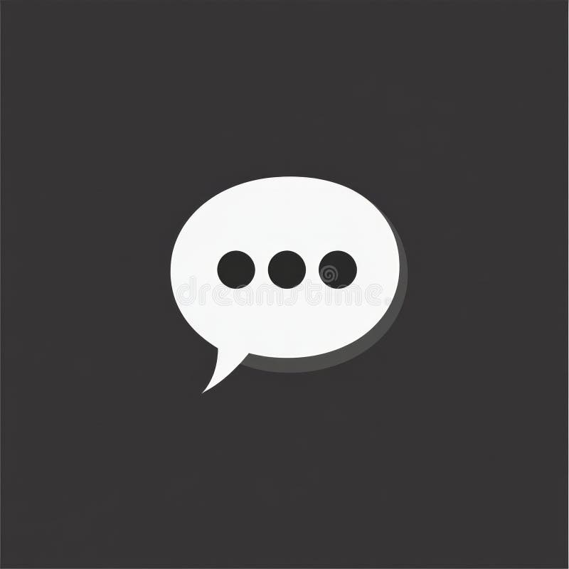 Simple White Speech Bubble on Black Background for Communication Design ...