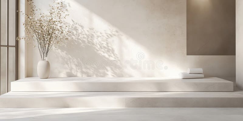 Simple White Stone Platform with a Smooth, Matte Finish, Set in a ...