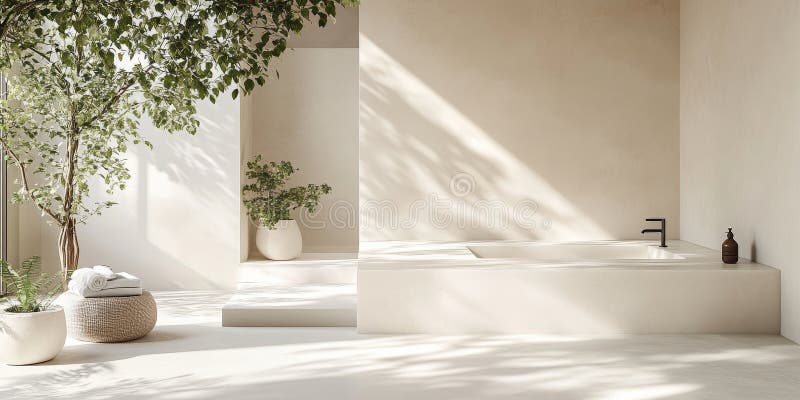 Simple White Stone Platform with a Smooth, Matte Finish, Set in a ...