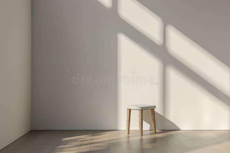 A Simple White Stool Sits Alone in a Plain White Room Stock Image ...