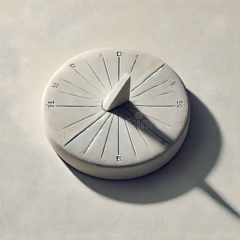 A Simple White Sundial with a Triangular Gnomon Casting a Long Shadow ...