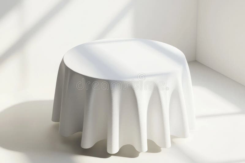 A Simple White Table Setting with a Clean Tablecloth Stock Image ...