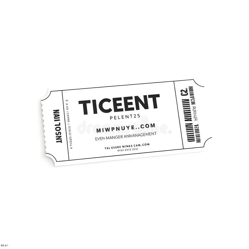 A Simple White Ticket with Black Text on a White Background Stock ...