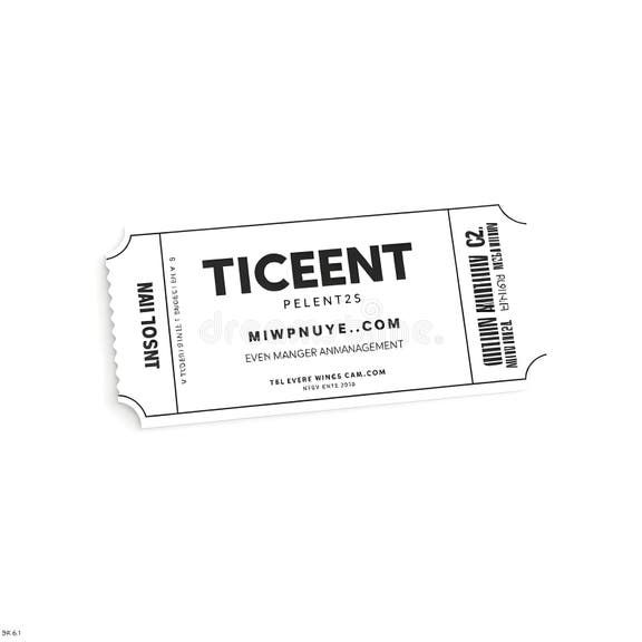 A Simple White Ticket with Black Text on a White Background Stock ...